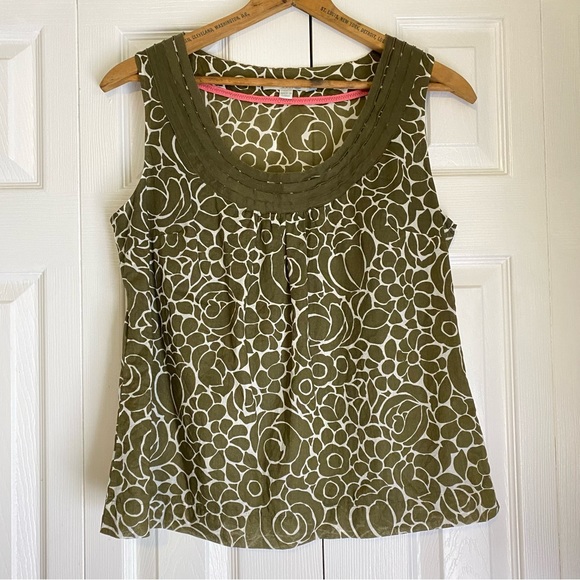 Boden | Tops | Boden Tank Top Olive Green Floral Cotton Scoop Neck Us ...
